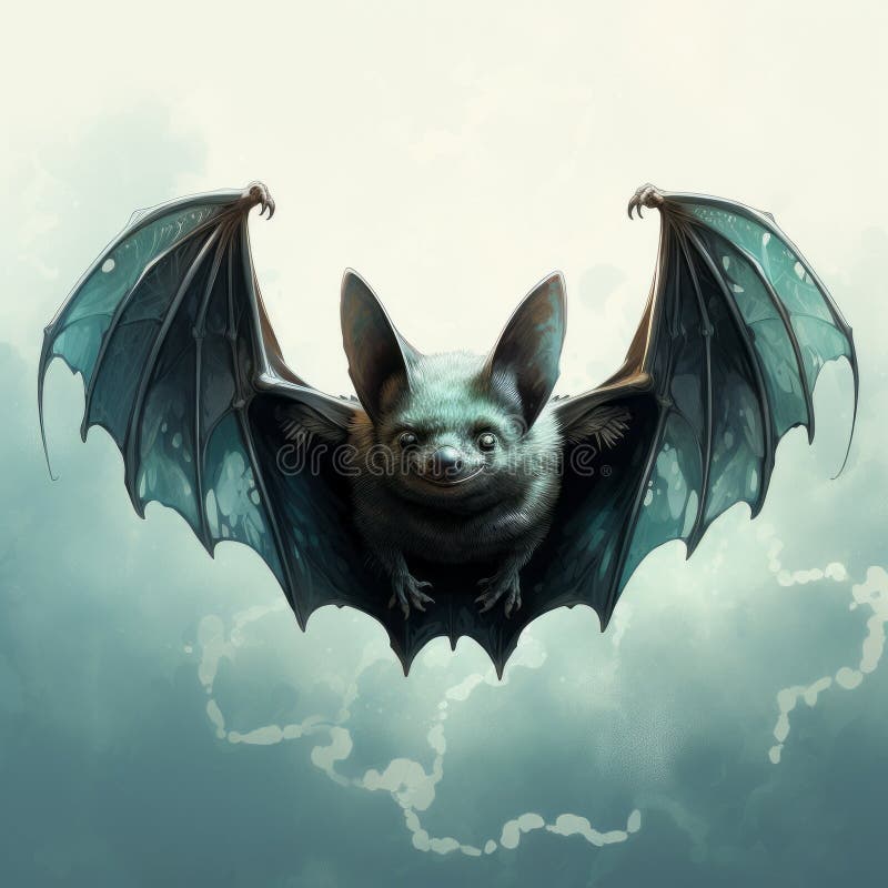 Realistic Fantasy: a Stunning Illustration of a Cute Bat Flying through ...