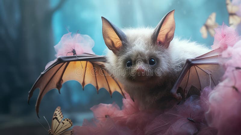 A Small Bat Sitting on Abstract Background Stock Photo - Image of style ...