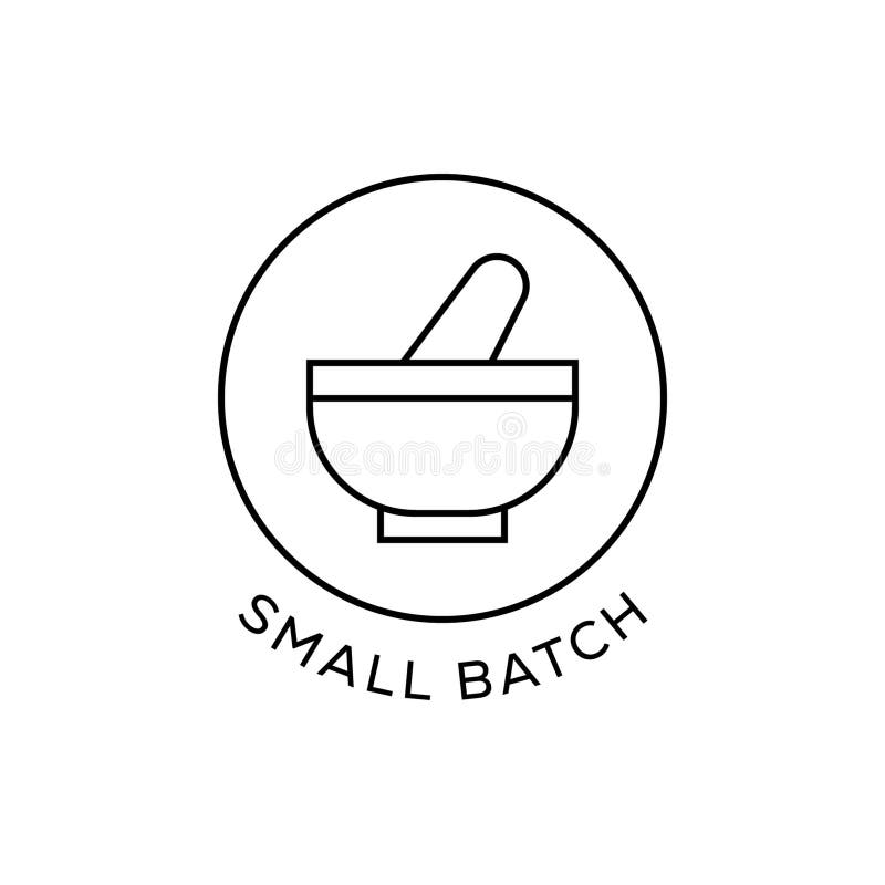 Small Batch Badge Icon with Mortar and Pestle Symbol Stock Vector ...