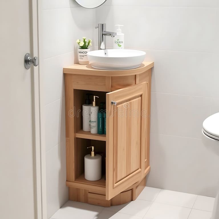 A Small Bathroom Featuring a Compact Cabinet with a Pull Out Design ...