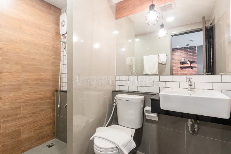 Small Bathroom Inside the Hotel Stock Image - Image of clean, furniture ...