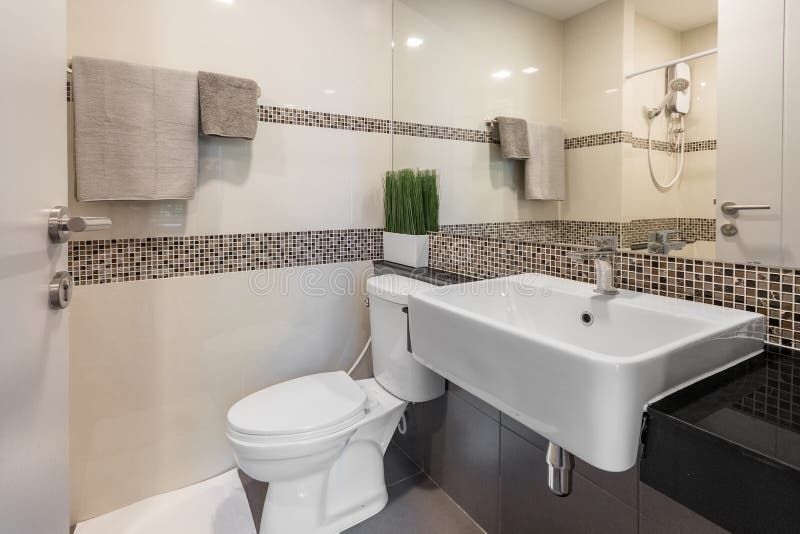 Small Bathroom Inside the Hotel Stock Photo - Image of hygiene ...