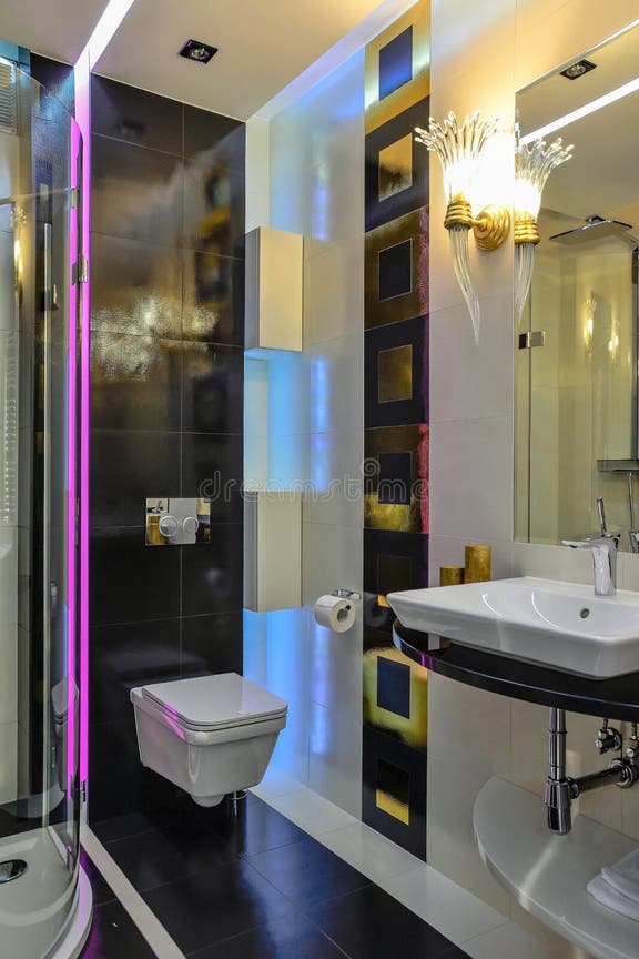 Small bathroom stock image. Image of decorations, cubic - 43847503