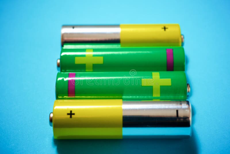 Small batteries close-up stock photo. Image of lithium - 199089040