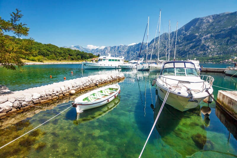 A small bay with boats stock image. Image of balkans - 39640501