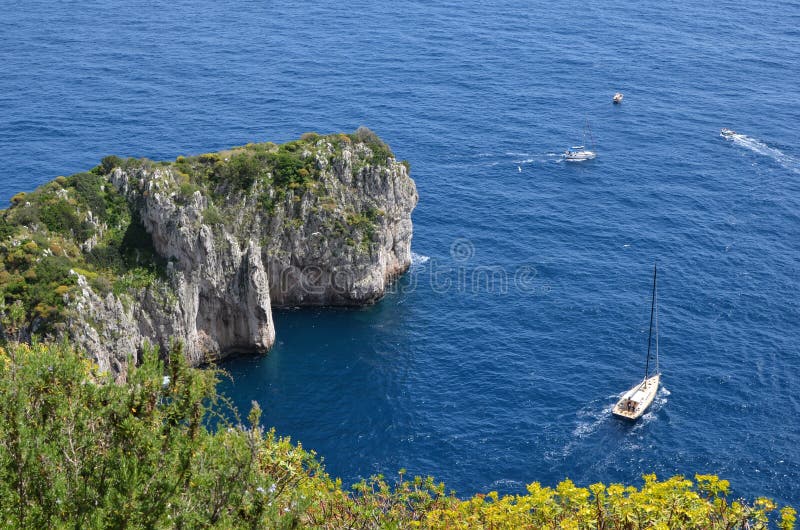 Small Bay on Capri Island in Italy View from Hills Stock Photo - Image ...