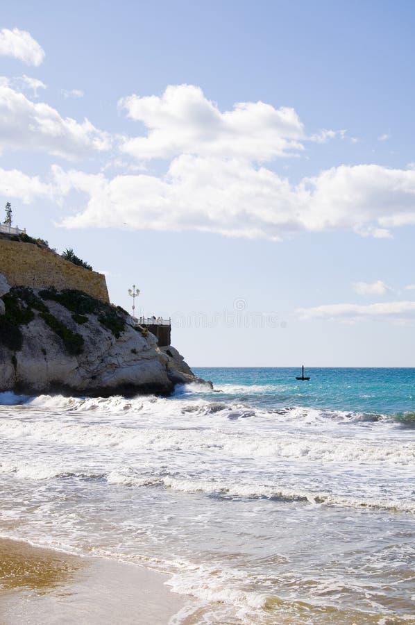 Small beach stock image. Image of tourism, cliff, benidorm - 30338701