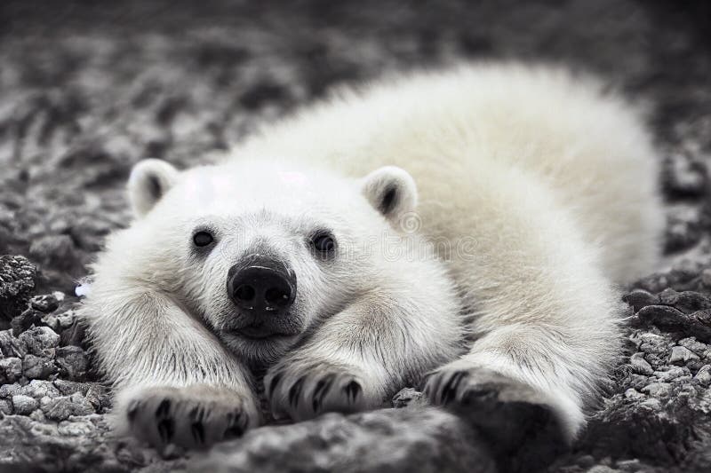 Small Bear Polar Bear in Wild in Cold Stock Illustration - Illustration ...