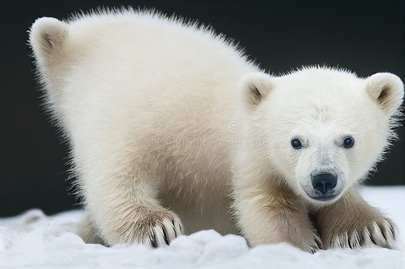 Small Bear Polar Bear in Wild in Cold Stock Illustration - Illustration ...