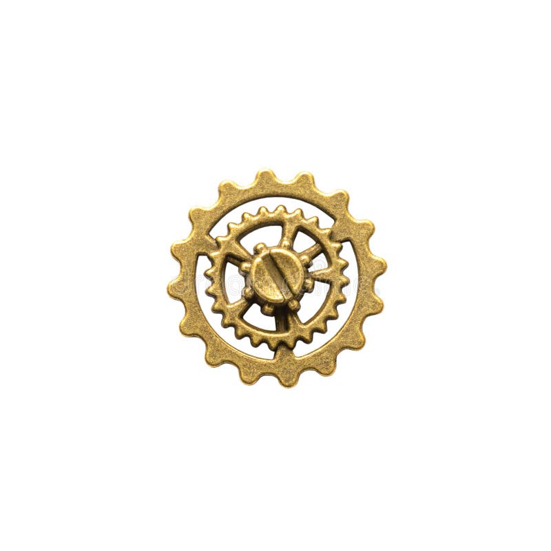 Small Beautiful Golden Mechanical Gear Isolated on White Background ...