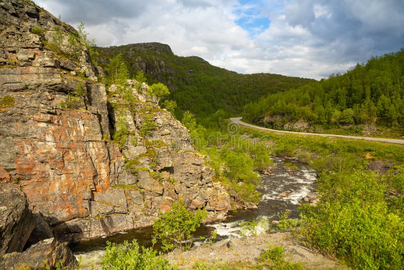 Small Beautiful Norwegian River in Nord Norway Stock Photo - Image of ...