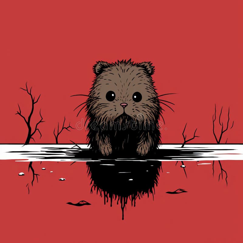 Cute Beaver Stock Vector Illustration in Post-apocalyptic Surrealism ...