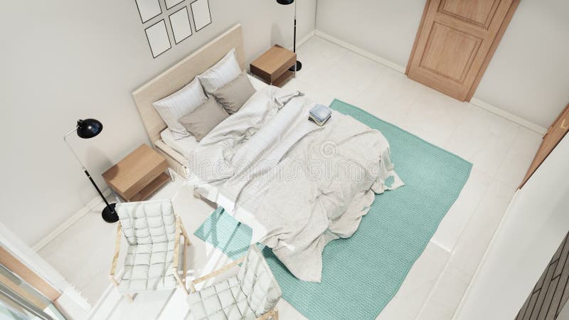 Small, Modern Sleeping Room Interior Design in Scandinavian Style Stock ...