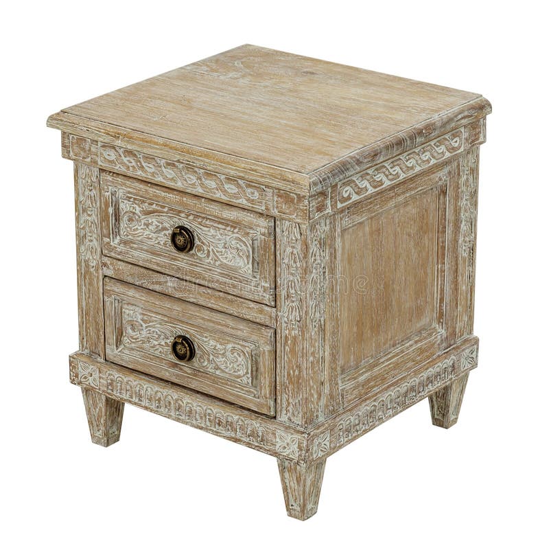 Small Bedside Table with Two Drawers. Stock Photo - Image of decorative ...