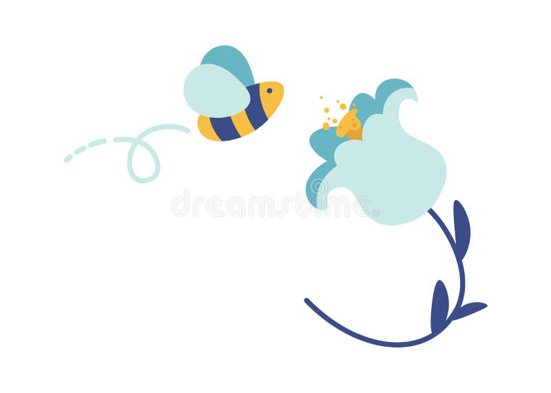 Small Bee on Spring Flower Flat Icon Stock Vector - Illustration of ...