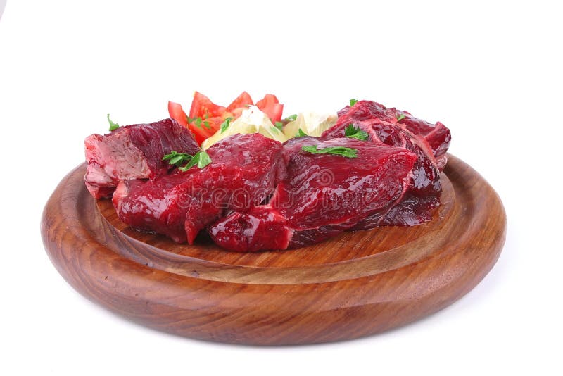 Small Beef Chunks on Wooden Plate Stock Image - Image of barbecue, loin ...