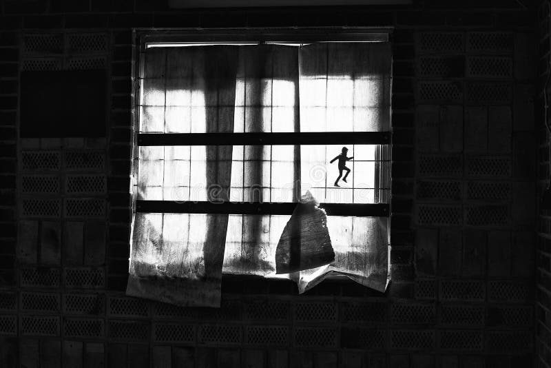 Small Being Running in a Window. Stock Photo - Image of concept, people ...