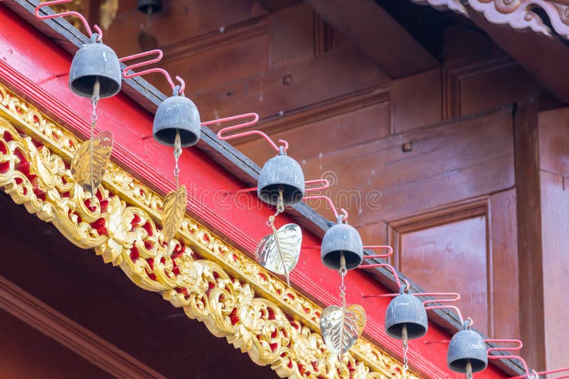 Bell Hanging from Temple S Roof Corner Stock Image - Image of hang ...