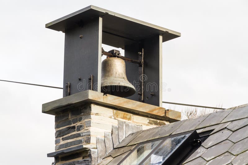 Small bell tower with bell stock photo. Image of tree - 78819230