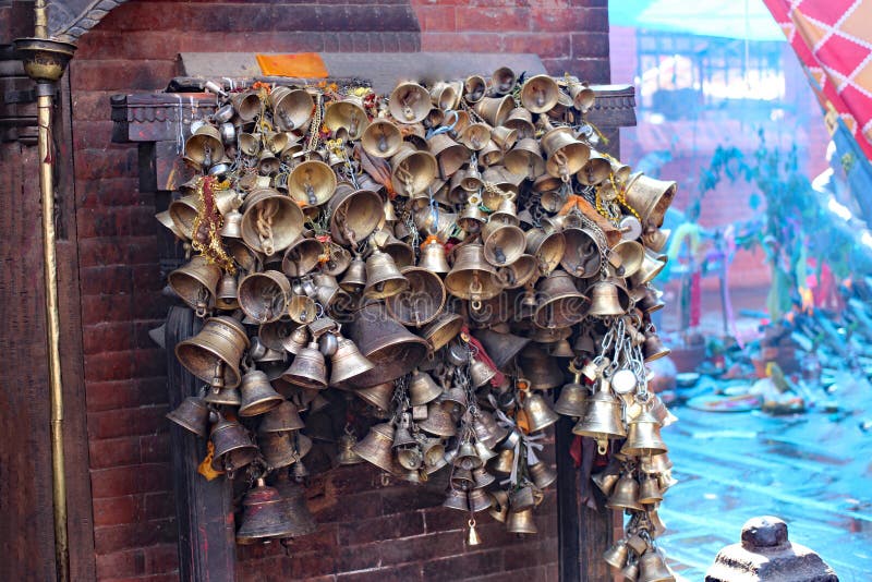 Small Bells on a Wall in Nepal Stock Image - Image of holy, style ...