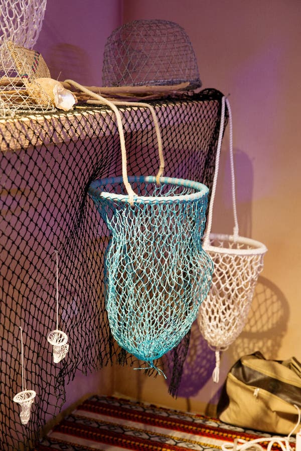 Small and Big Hand Woven Pearl Oyster Collection Bag Stock Image ...