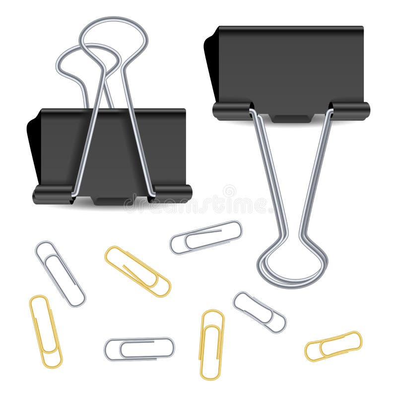 Small Binder Clips Vector Isolated on White. Realistic Paper Clip Set ...