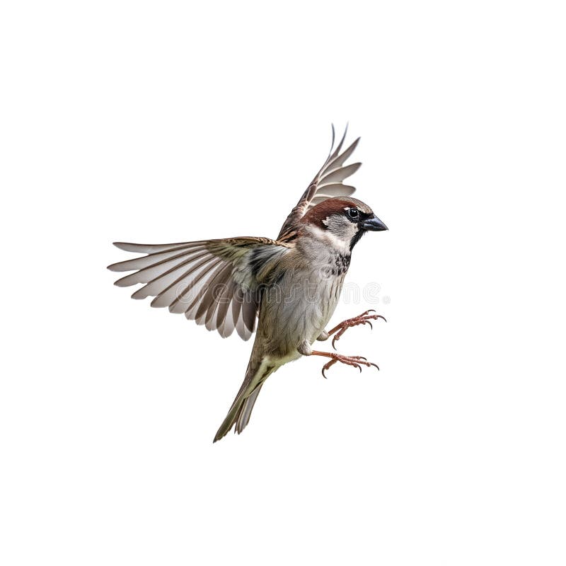 A Small Bird with Brown Plumage Has Spread Its Wings in Flight Stock ...
