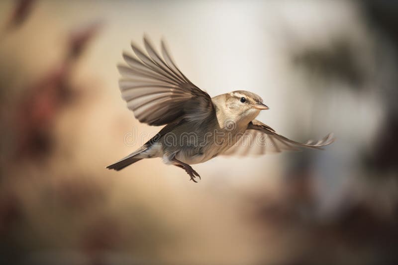 A Small Bird Flying through the Air with it S Wings Spread Stock ...