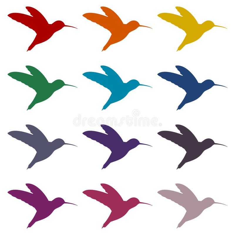 Small Bird Icons Set with Long Shadow Stock Vector - Illustration of ...