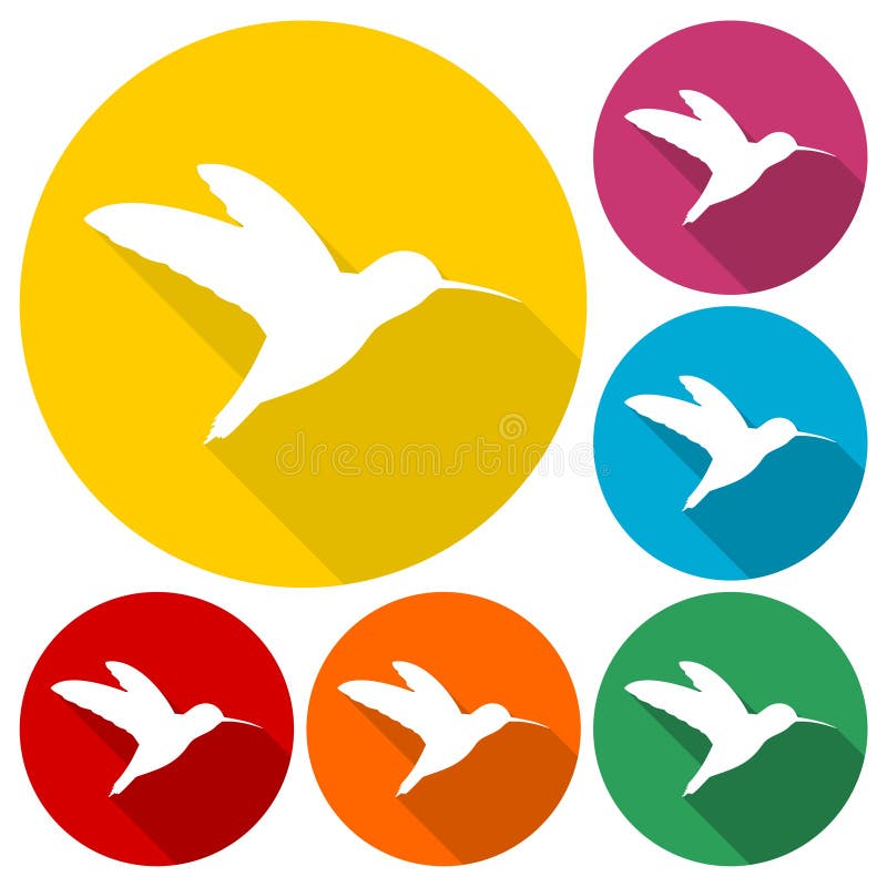 Small Bird Icons Set with Long Shadow Stock Vector - Illustration of ...