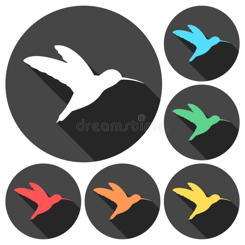 Small Bird Icons Set with Long Shadow Stock Vector - Illustration of ...