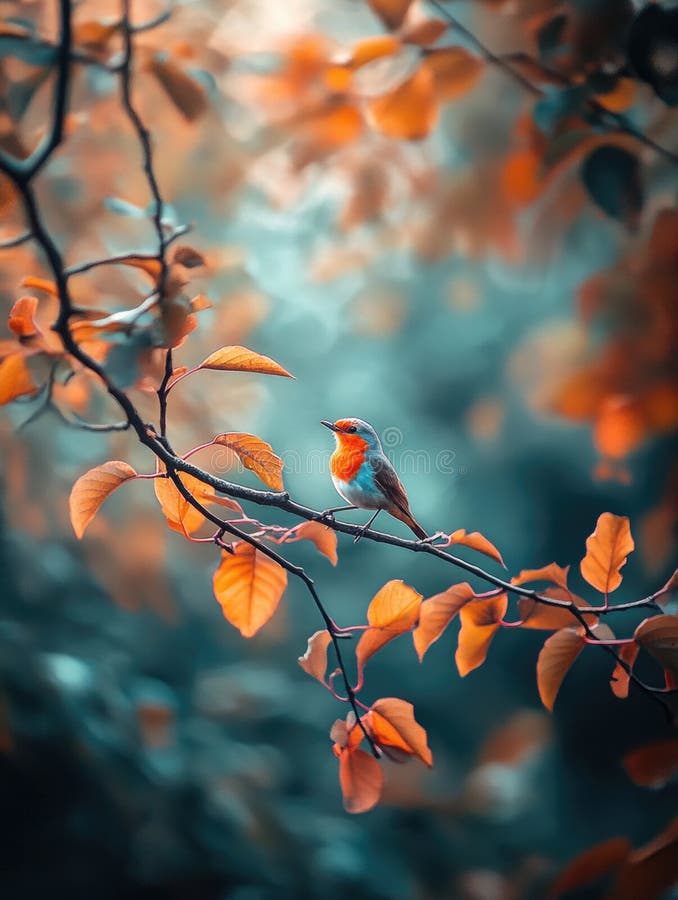 Small Bird Perched on Tree Branch Stock Image - Image of landscape ...