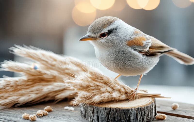 A Small Bird Perched on a Wooden Piece, Showcasing Its Delicate ...