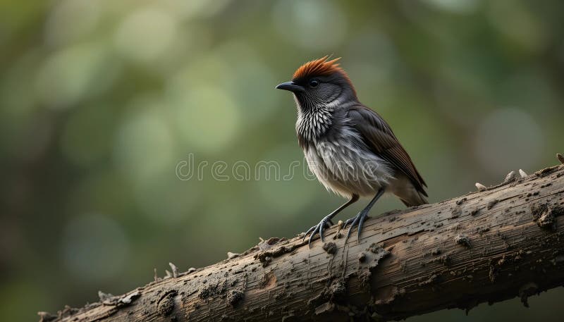 A Small Bird with a Striking Red Mohawk Perched Gracefully on a Branch ...