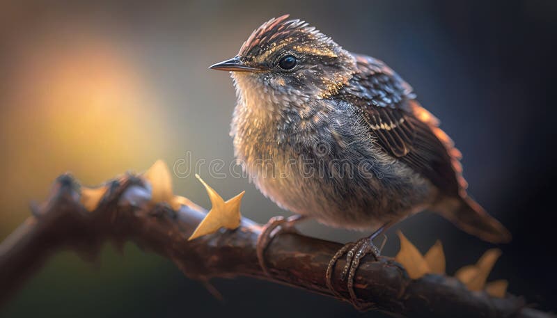 A Small Bird Sitting on a Branch with a Star on it. Stock Illustration ...