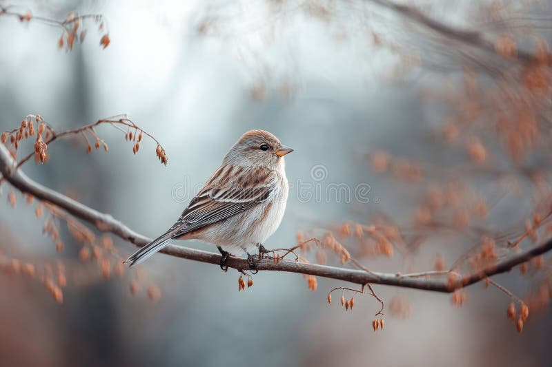 A Small Bird Sitting on a Branch of a Tree Stock Photo - Image of side ...