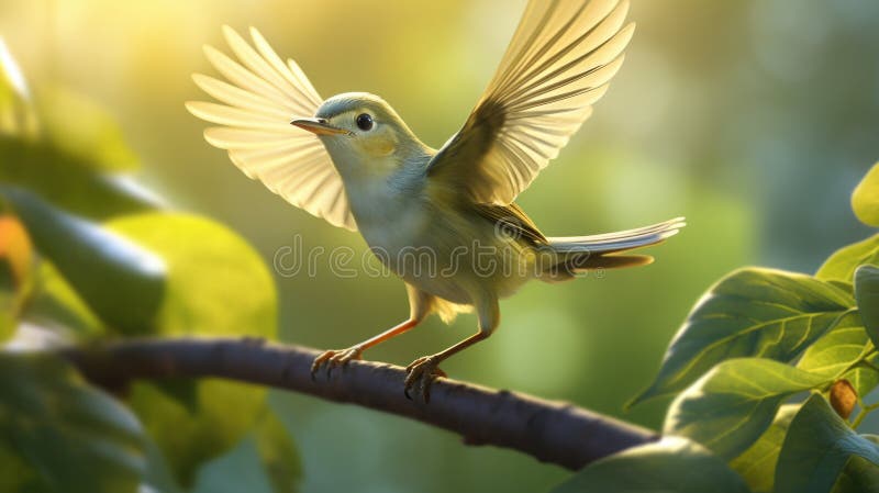 Small Bird Sitting on Top of Tree Branch. Perfect for Nature-themed ...