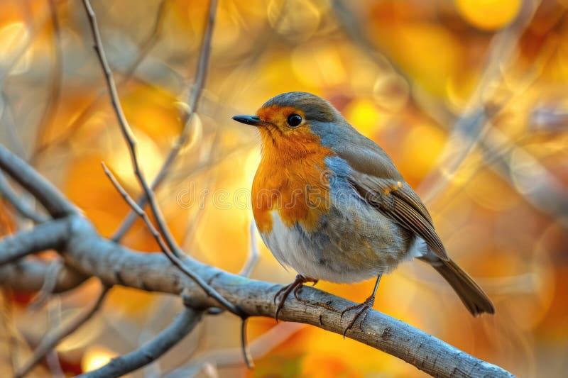 A Small Bird Sitting on a Tree Branch, Looking Around Stock Photo ...