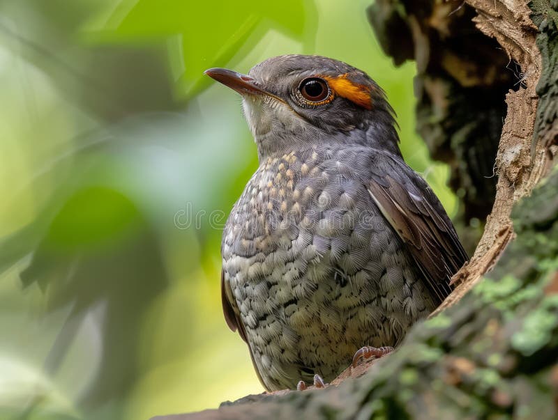 A Small Bird is Sitting in a Tree Stock Photo - Image of beak, grey ...
