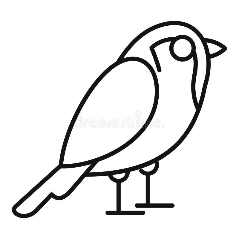 Small Bird Standing Side View Minimalist Line Art Icon Stock ...