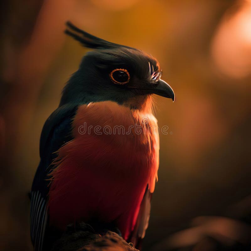 A Small Bird with a Blue Head and Blue Feathers Sits on a Branch. Stock ...