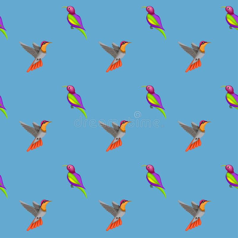 Small Birds, Hummingbirds. Seamless Pattern for Background, Wallpaper ...