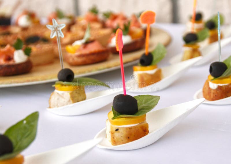 Small bites finger food stock photo. Image of meat, olive - 324600028