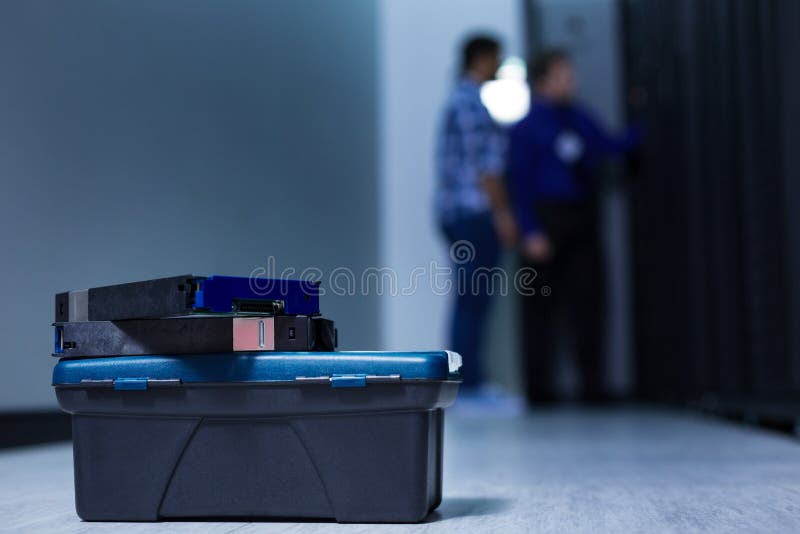 Small Black Box with Blade Servers Lying on it Stock Image - Image of ...