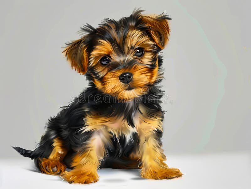 A Small Black and Brown Dog Sitting on a White Surface Stock Image ...