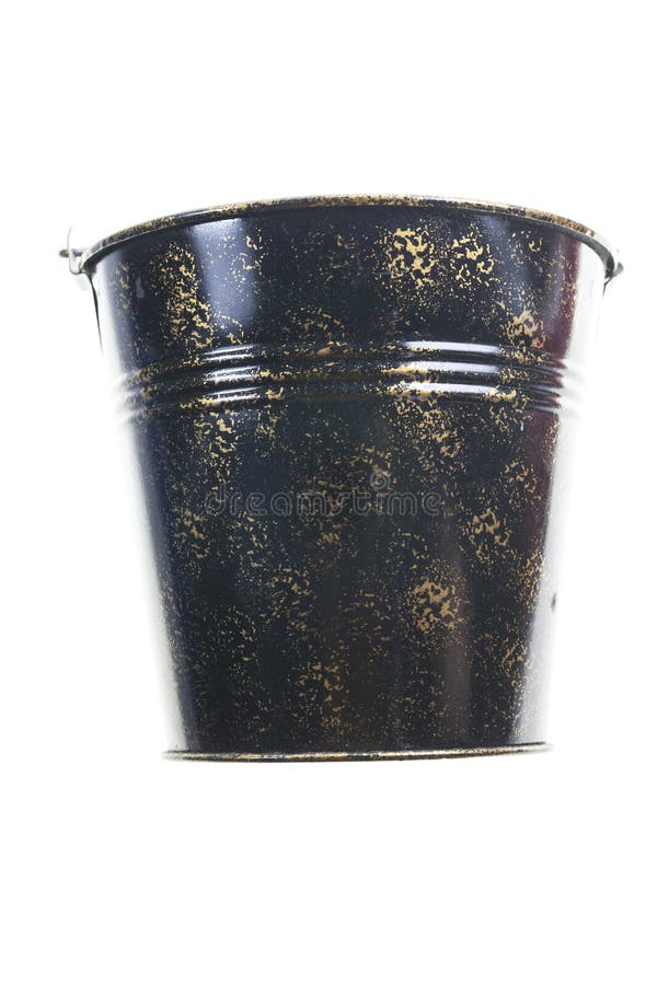 Small Black Bucket Empty on White Background Stock Image - Image of ...