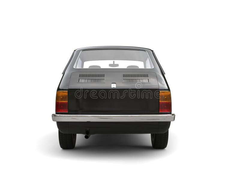 Small Black Compact Vintage Car - Back View Stock Illustration ...