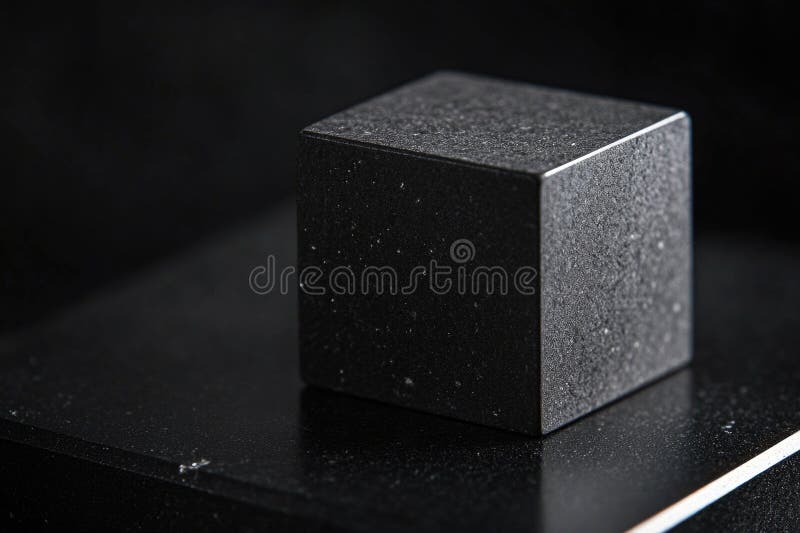A Small Black Cube Sits on a Table, Ready for Use or Observation Stock ...