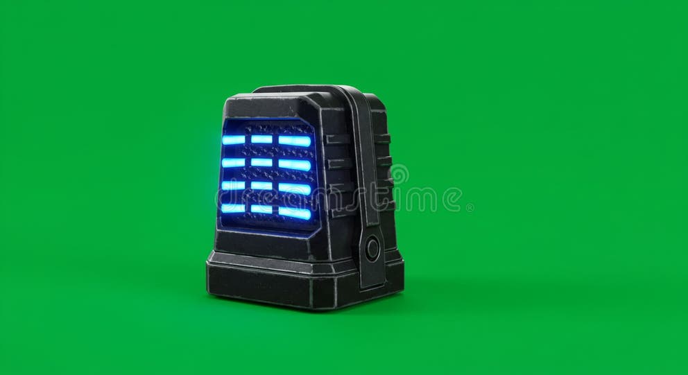 A Small, Black, Futuristic Device with Glowing Blue Horizontal Lights ...
