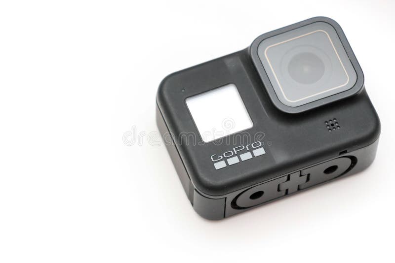 Small Black GoPro Camera Isolated on a White Surface Editorial Photo ...